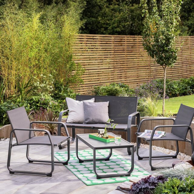 Argos Home Trelew 4 Seater Metal Patio set - Black by Argos | ufurnish.com