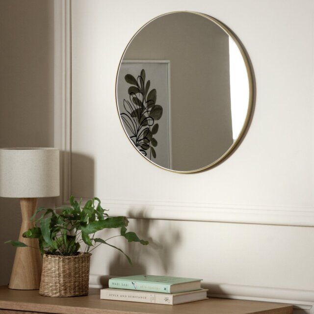 Habitat Gold Finish Round Wall Mirror - 40x40cm by Argos | ufurnish.com