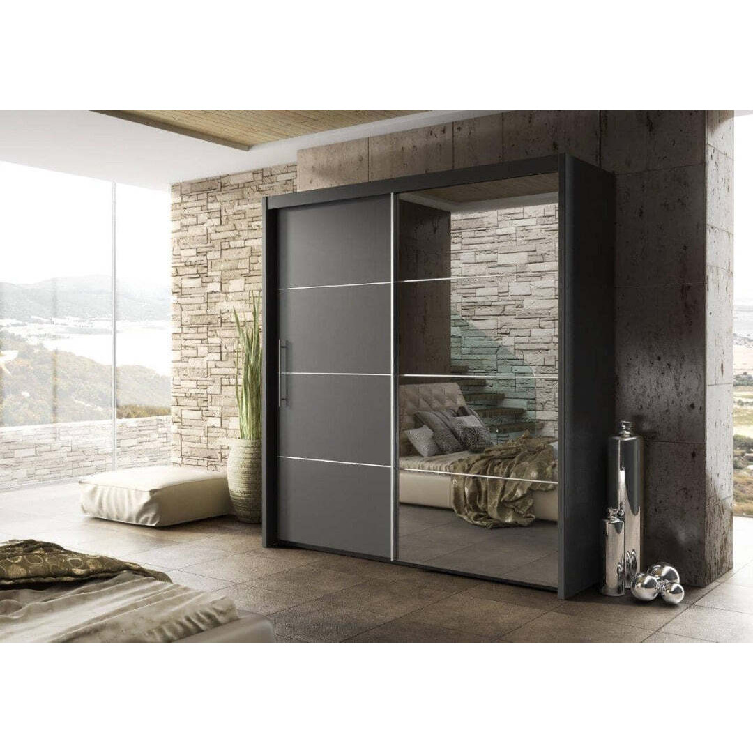 Inova Sliding Door Wardrobe 200cm - Graphite 200cm by Arthauss ...