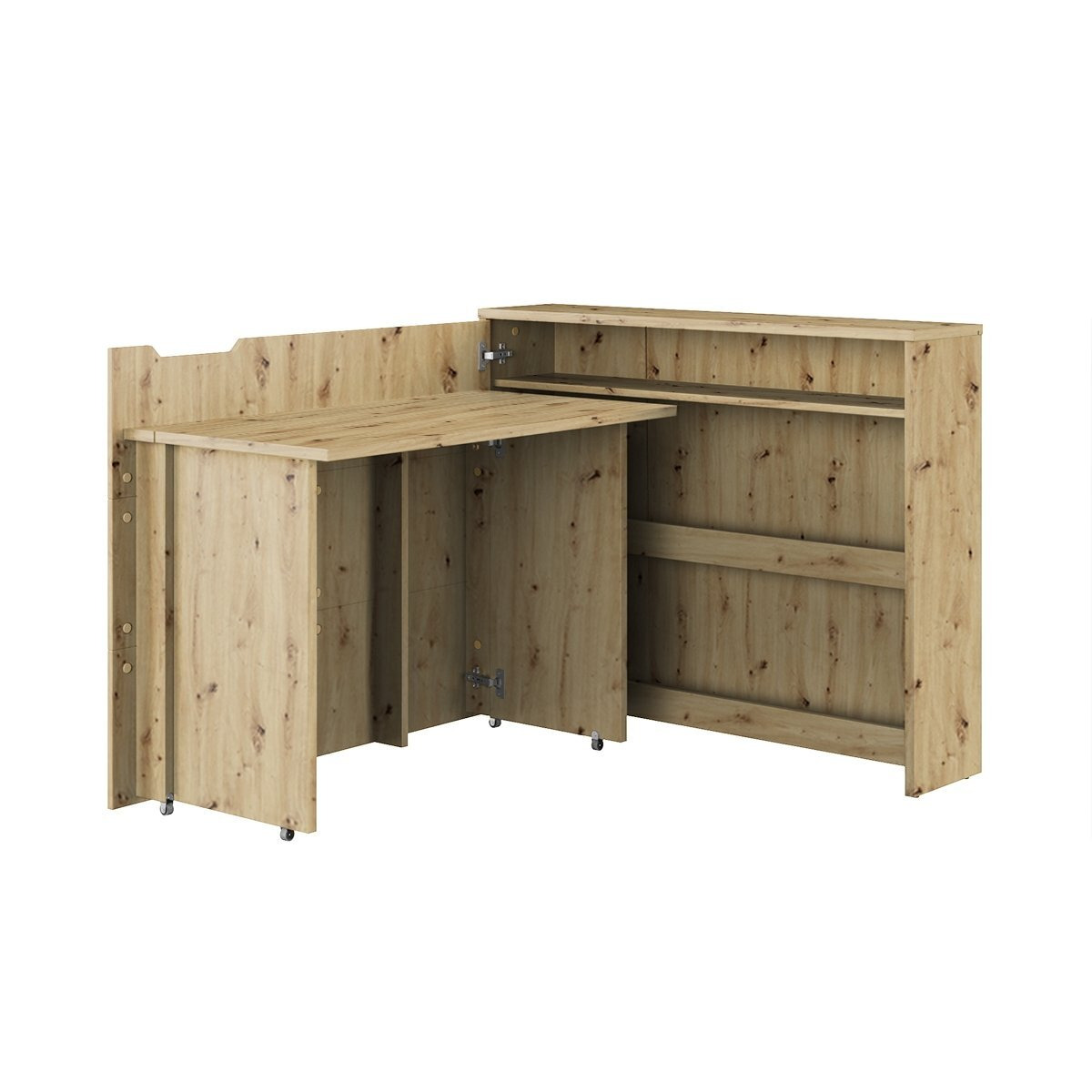 Work Concept Convertible Hidden Desk With Storage - Left Oak Artisan ...