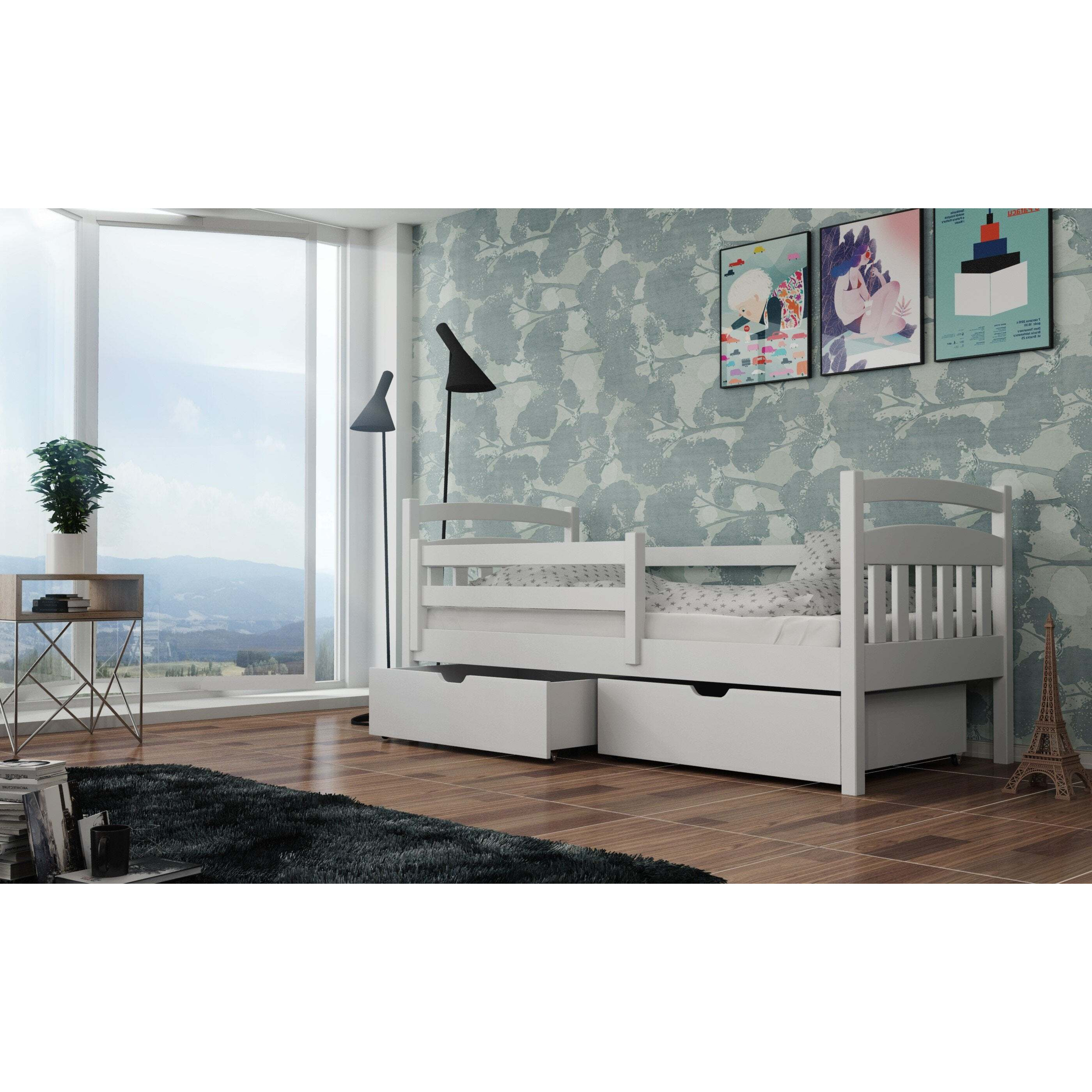 Wooden Single Bed Solo with Storage - White Matt Foam Mattresses by ...