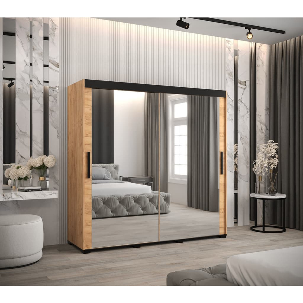 Bergamo T3 Sliding Door Wardrobe 200cm - Oak Golden 200cm by Arthauss ...