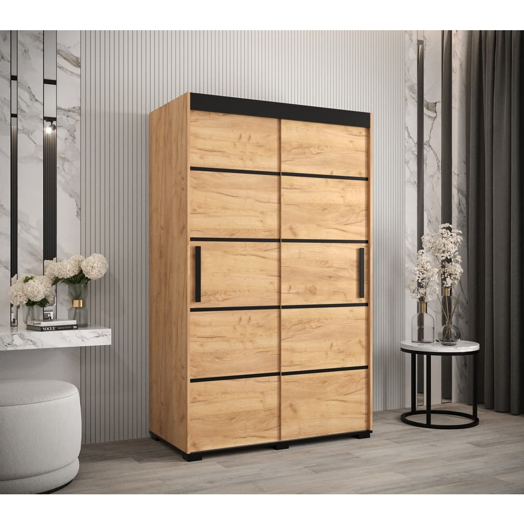 Bergamo V1 Sliding Door Wardrobe 120cm - Oak Golden 120cm by Arthauss ...