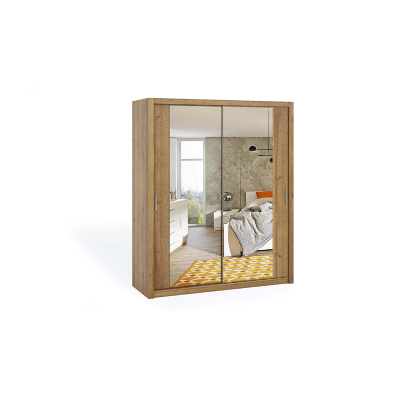 Bono Sliding Door Wardrobe With Mirrors 180cm - Oak Golden 180cm by ...