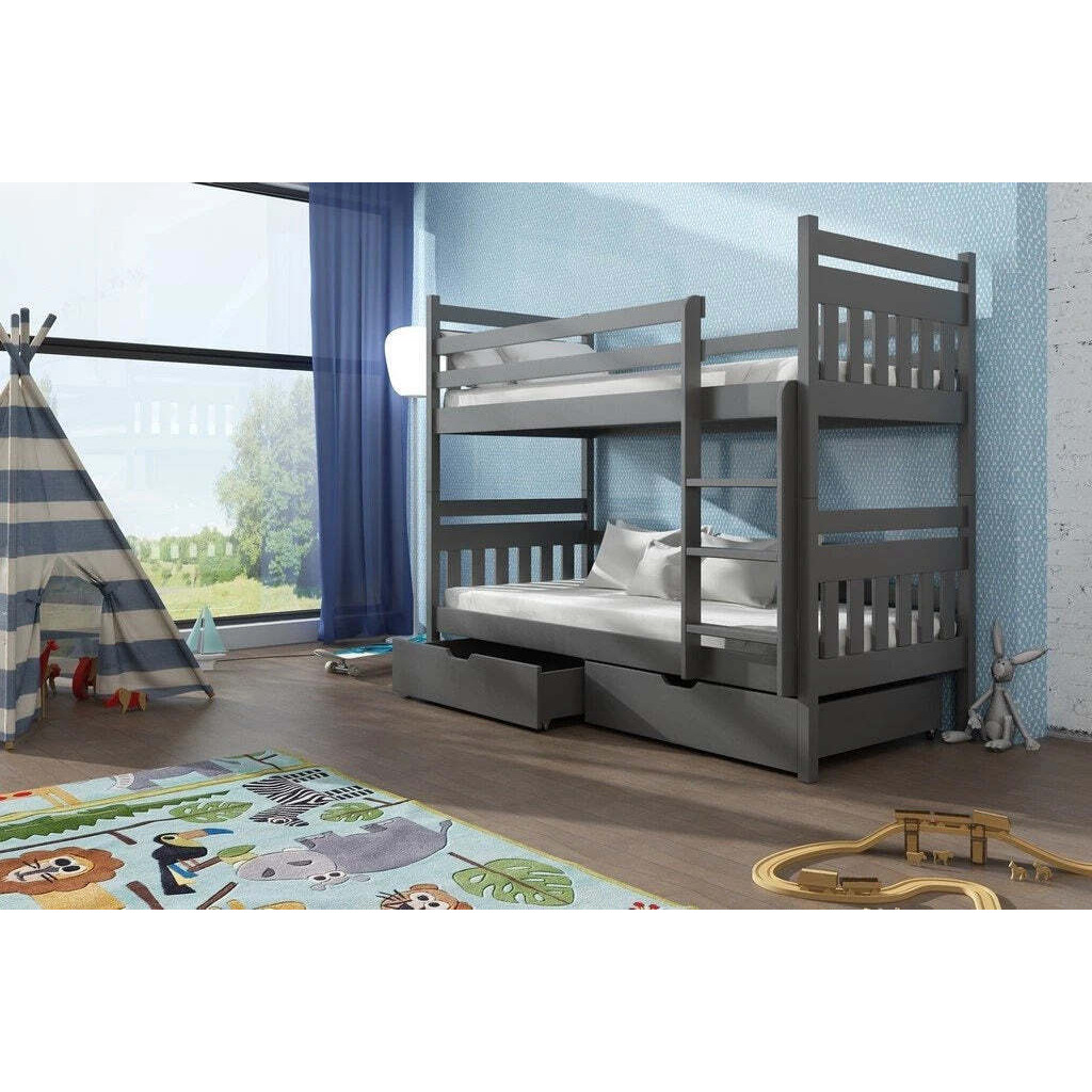 Wooden Bunk Bed Adas with Storage - Graphite Foam Mattresses by ...