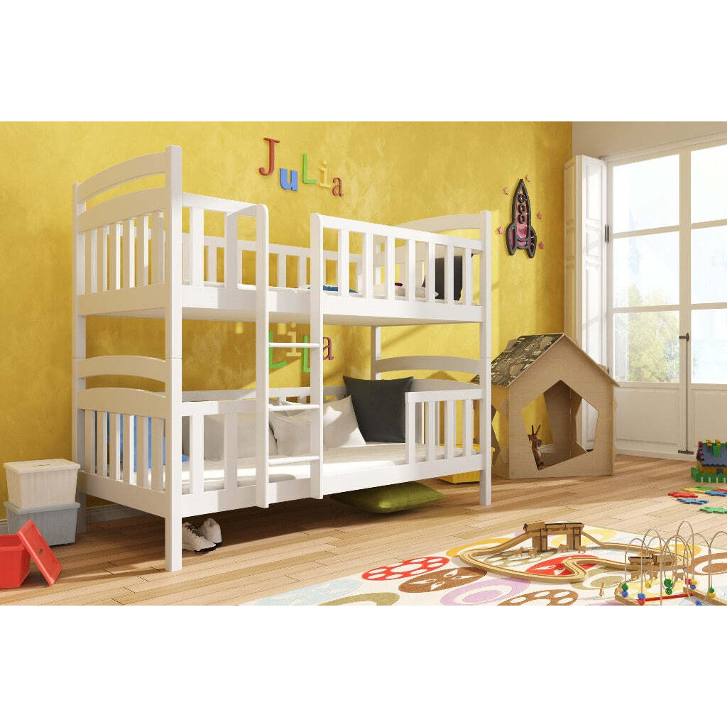 Wooden Bunk Bed Franklin - White Matt Foam/Bonnell Mattresses by ...