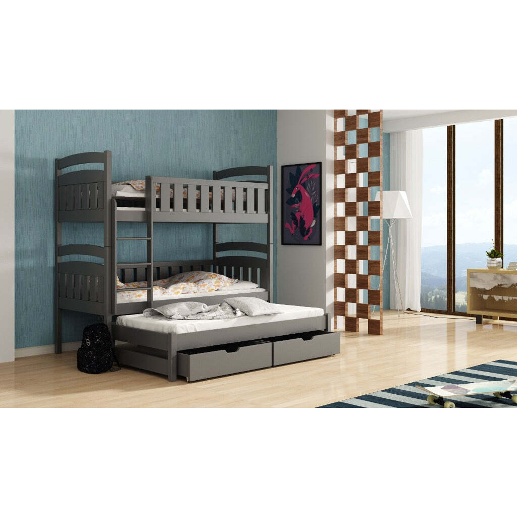 Ola Bunk Bed with Trundle and Storage - Graphite Without Mattresses by ...