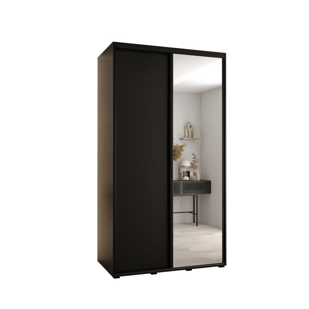 Cannes III Sliding Door Wardrobe 130cm - Black 130cm by Arthauss ...