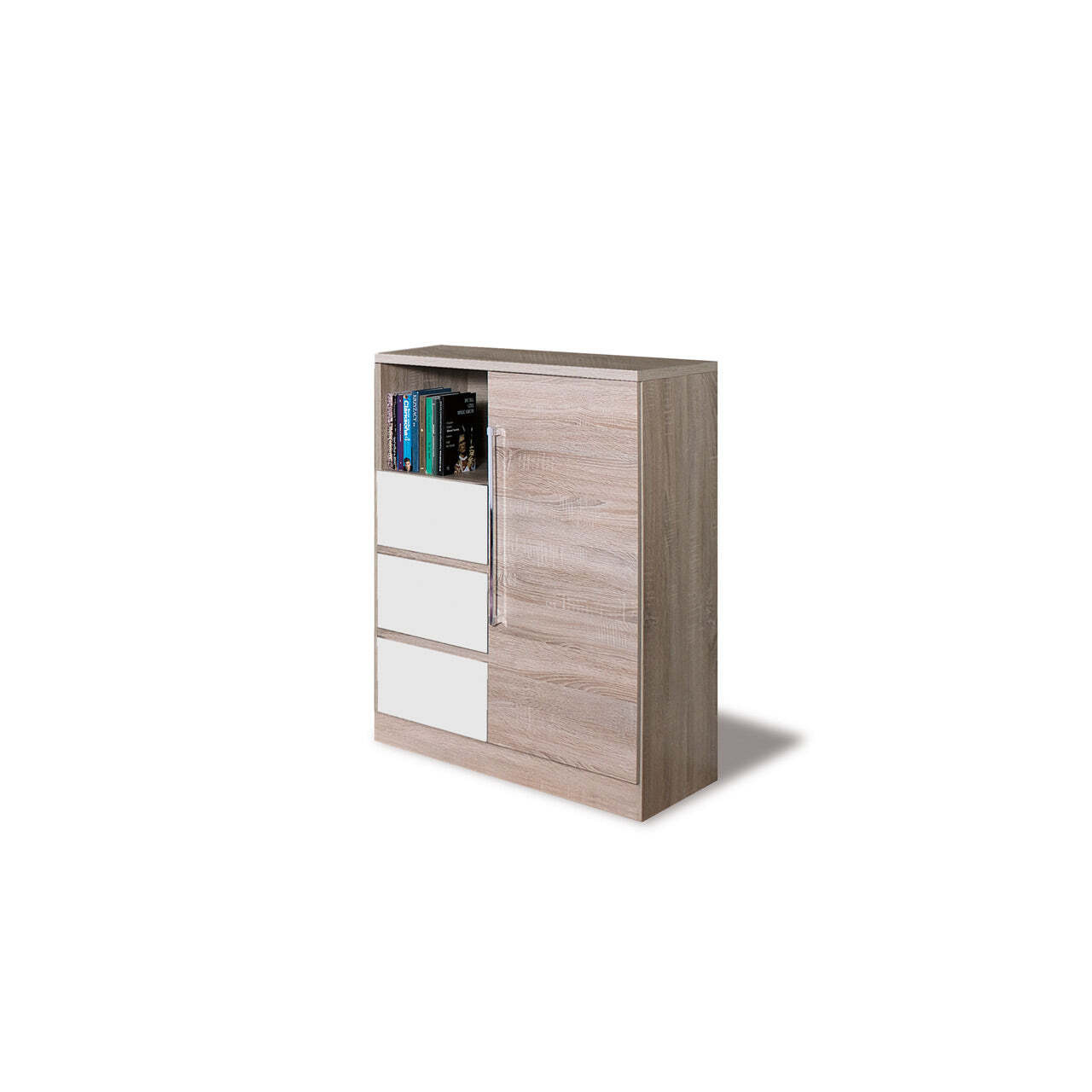 Dome Chest of Drawers 85cm - Oak Sonoma 85cm White Gloss by Arthauss ...