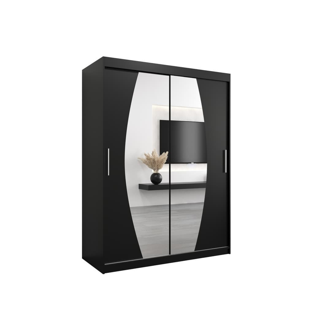 Elypse Sliding Door Wardrobe 150cm - Black 150cm by Arthauss | ufurnish.com