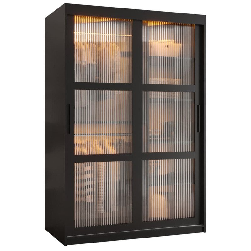Flutes I Sliding Door Wardrobe 120cm - Black 120cm by Arthauss ...