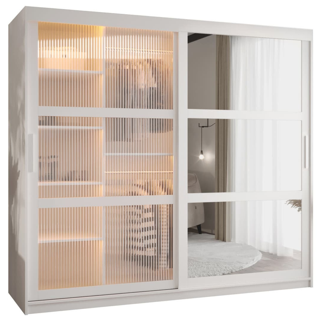 Flutes II Sliding Door Wardrobe 200cm - White 200cm by Arthauss ...