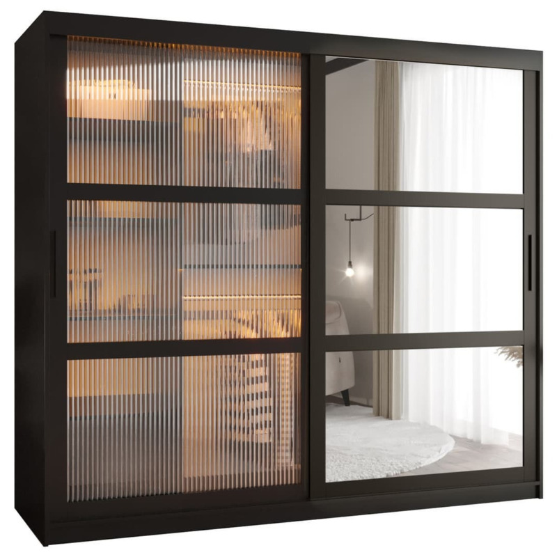 Flutes II Sliding Door Wardrobe 200cm - Black 200cm by Arthauss ...