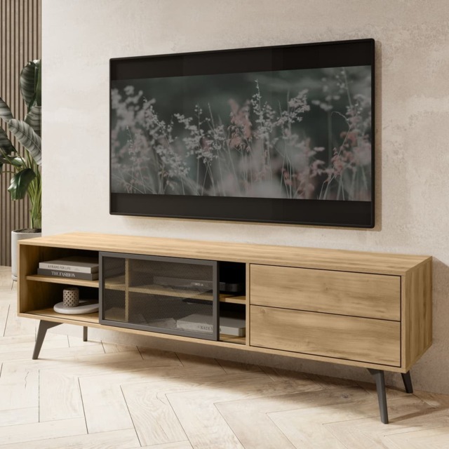 Slide TV Cabinet 180cm - Oak Golden 180cm by Arthauss | ufurnish.com