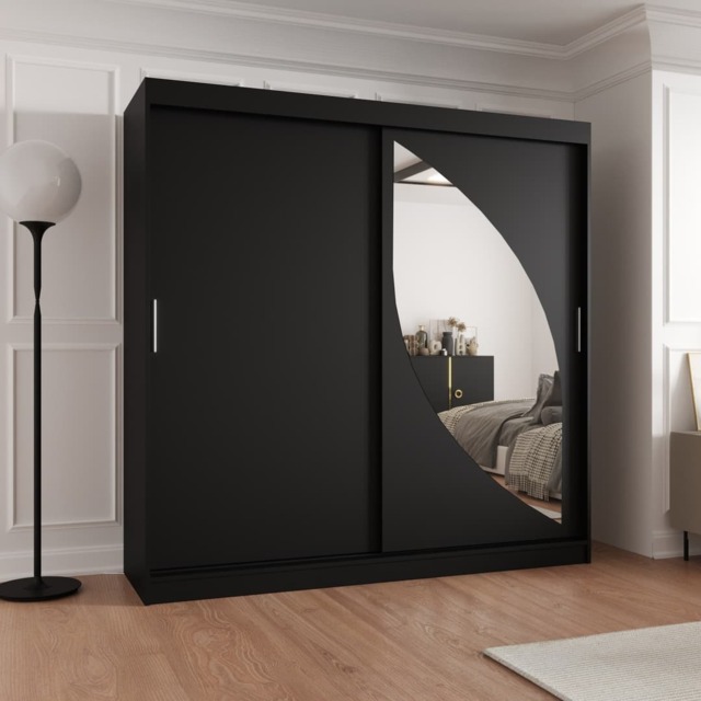 Milo Sliding Door Wardrobe 200cm - Black 200cm by Arthauss | ufurnish.com
