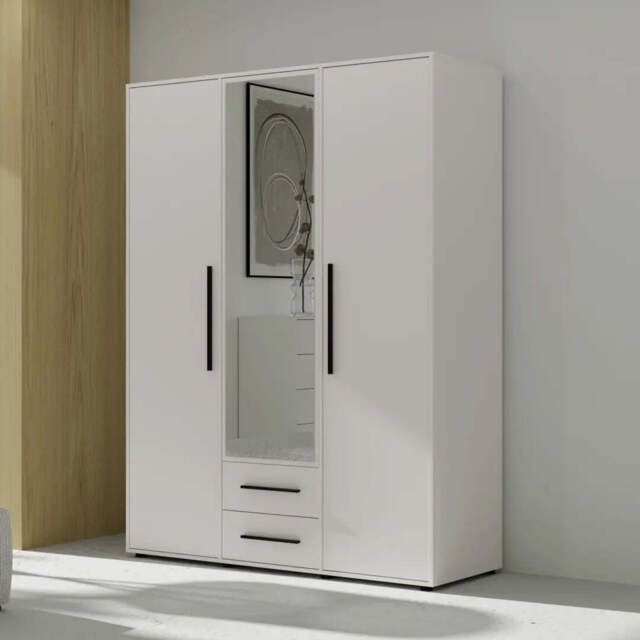 Maxione MX-12 Hinged Door Wardrobe 150cm - White 150cm by Arthauss ...