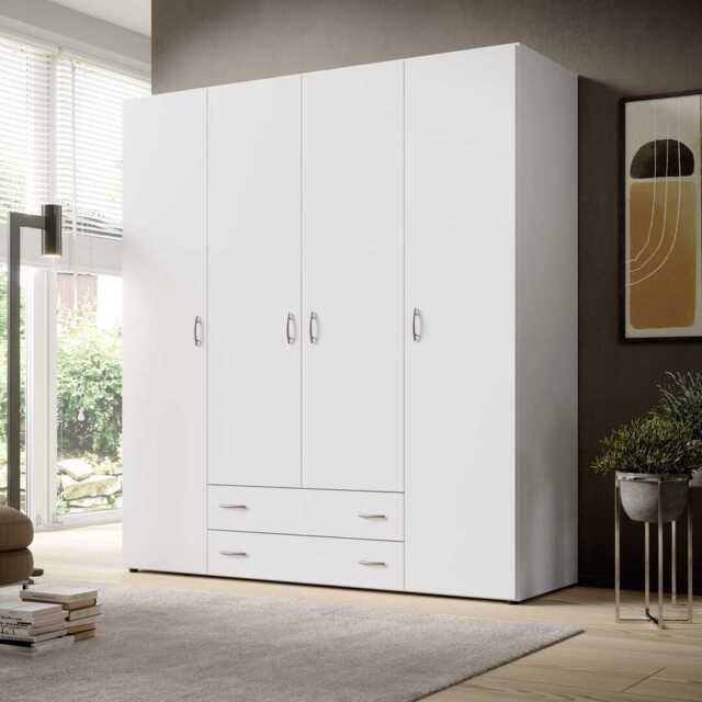 Base Hinged Door Wardrobe 160cm - White 160cm by Arthauss | ufurnish.com