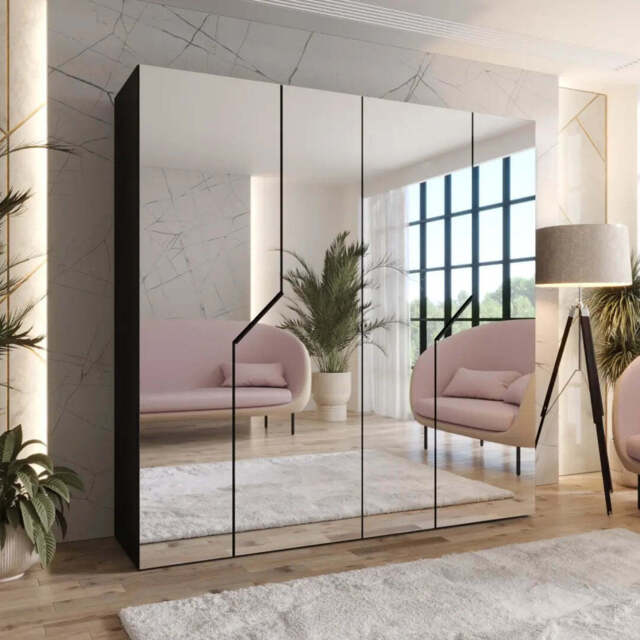 Blomvik III Hinged Door Wardrobe 200cm - Black 200cm by Arthauss ...