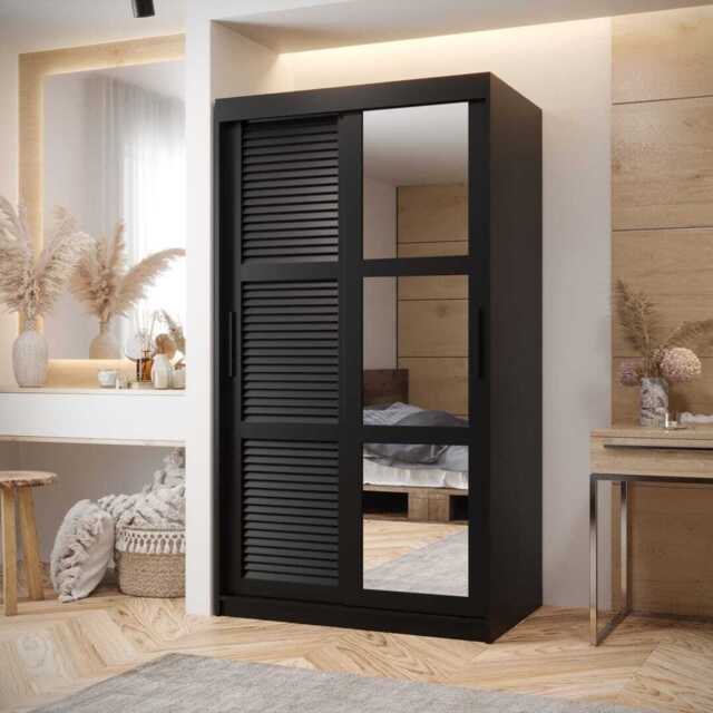 Larvik II Sliding Door Wardrobe 120cm - Black 120cm by Arthauss ...