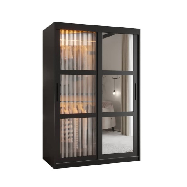 Flutes II Sliding Door Wardrobe 120cm - Black 120cm by Arthauss ...