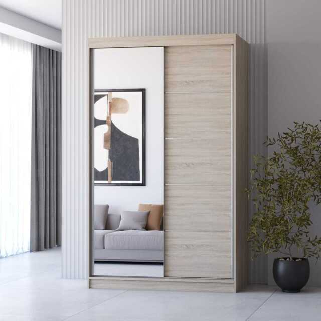 Neomi 05 Sliding Door Wardrobe 120cm - Oak Sonoma Oak Sonoma 120cm by ...