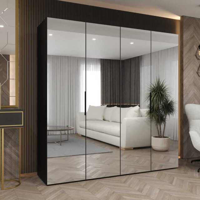 Marbella III Hinged Door Wardrobe 200cm - Black 200cm by Arthauss ...