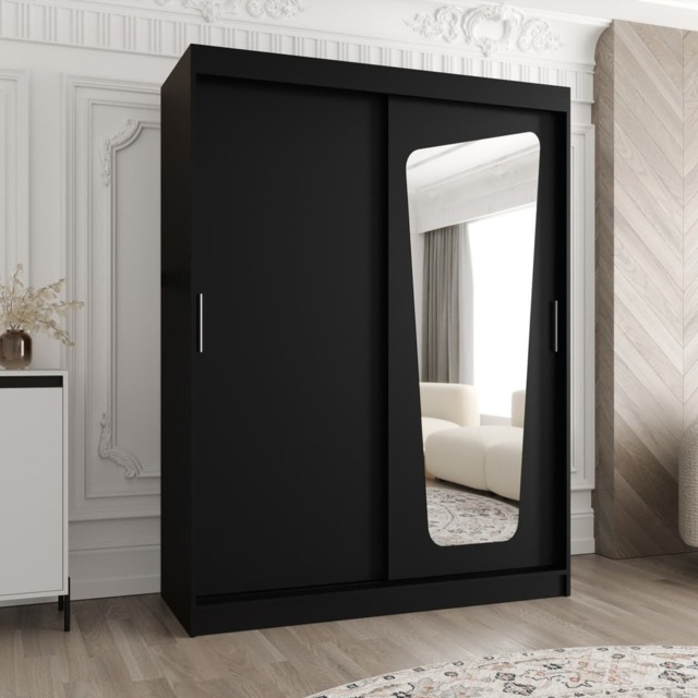 Moka Sliding Door Wardrobe 150cm - Black 150cm by Arthauss | ufurnish.com