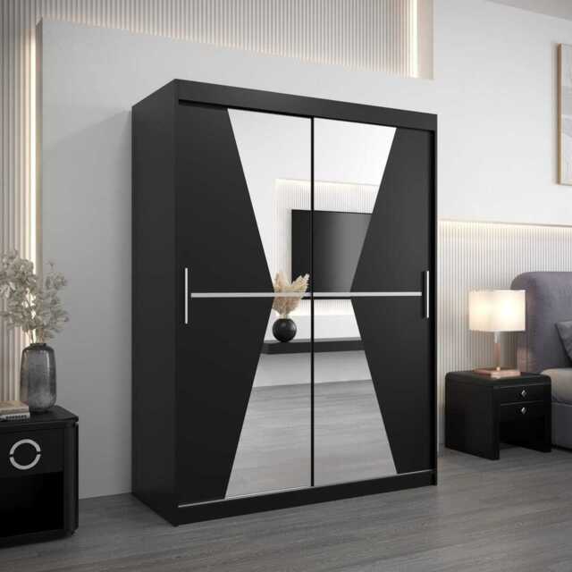 Morocco Sliding Door Wardrobe 150cm - Black 150cm by Arthauss ...