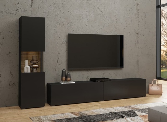 "Ava 09 Entertainment Unit For TVs Up To 75"" - Black 220cm" by ...