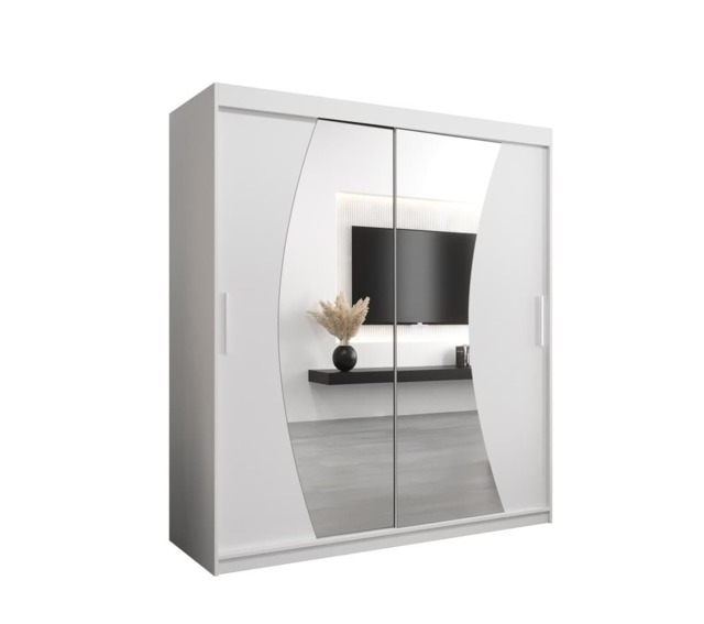 Wave Sliding Door Wardrobe 180cm - White 180cm by Arthauss | ufurnish.com