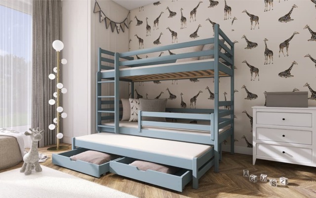 Luke Bunk Bed with Trundle and Storage - Grey Foam Mattresses by ...