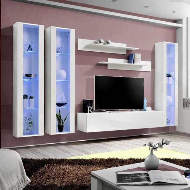 "Fly C2 Entertainment Unit For TVs Up To 65"" - 310cm White White Gloss ...