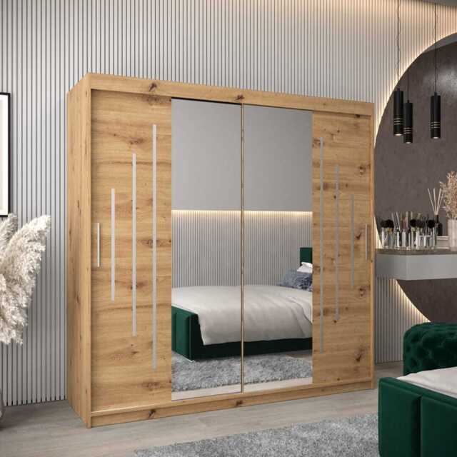 York I Sliding Door Wardrobe 200cm - Oak Artisan 200cm by Arthauss ...