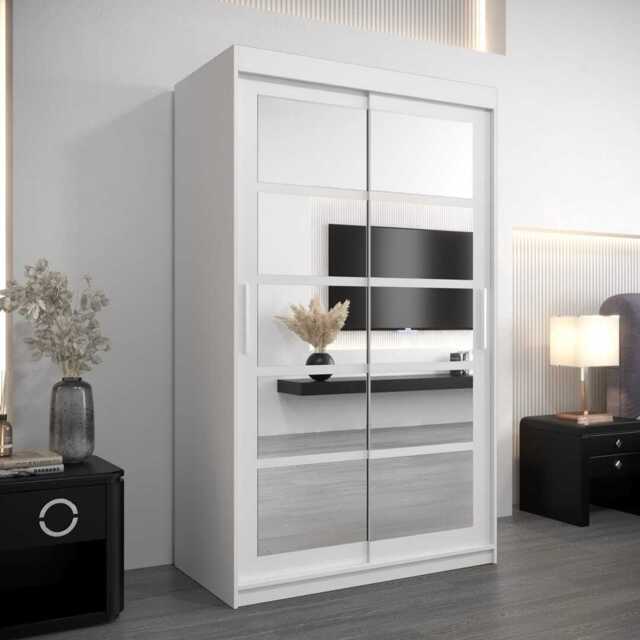Roma II Sliding Door Wardrobe 120cm - White 120cm by Arthauss ...