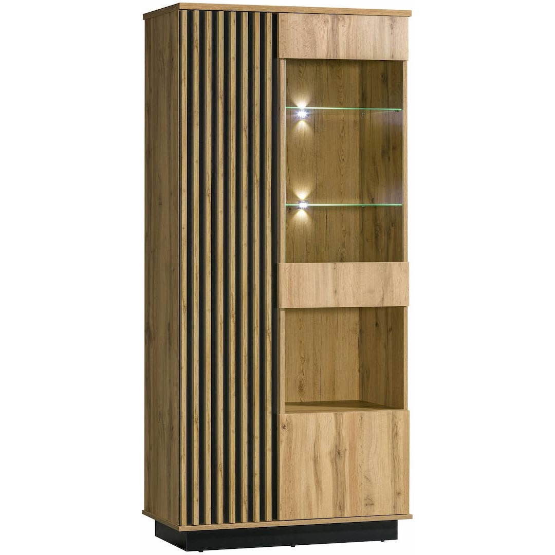 Lamelo LA3 Tall Display Cabinet 90cm - Oak Wotan 90cm by Arthauss ...