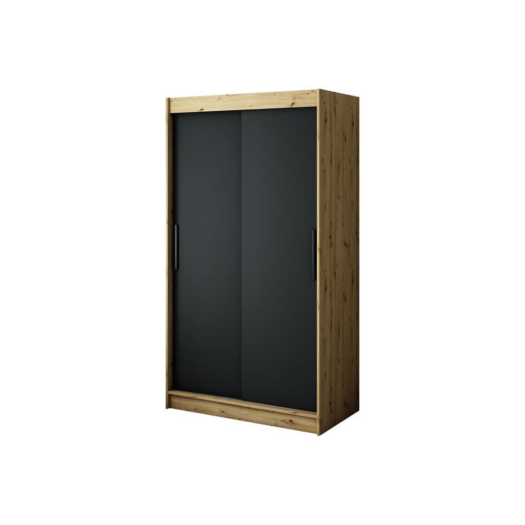 Leto T Sliding Door Wardrobe 120cm - Black 120cm by Arthauss | ufurnish.com