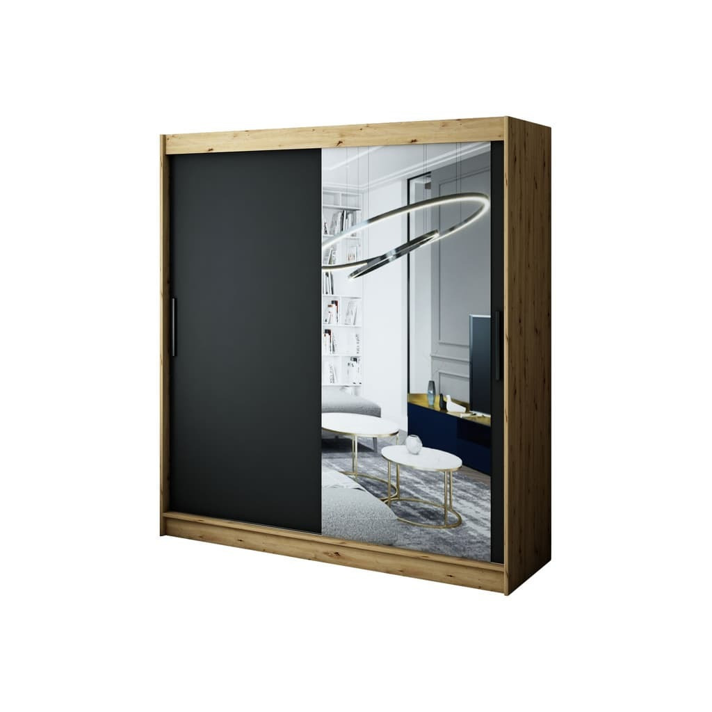 Leto T2 Sliding Door Wardrobe 200cm - Black 200cm by Arthauss ...