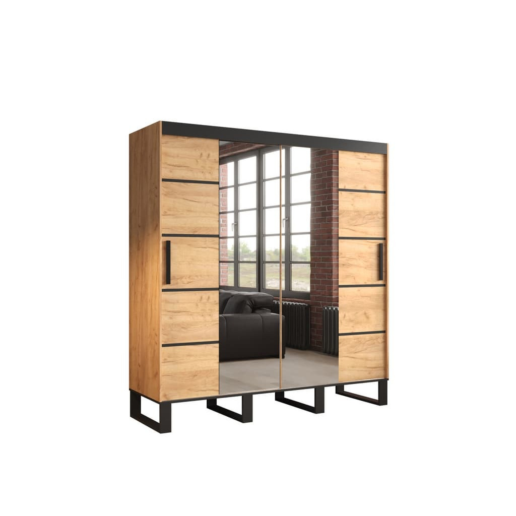 Loft V4 Sliding Door Wardrobe 200cm - Oak Golden 200cm by Arthauss ...