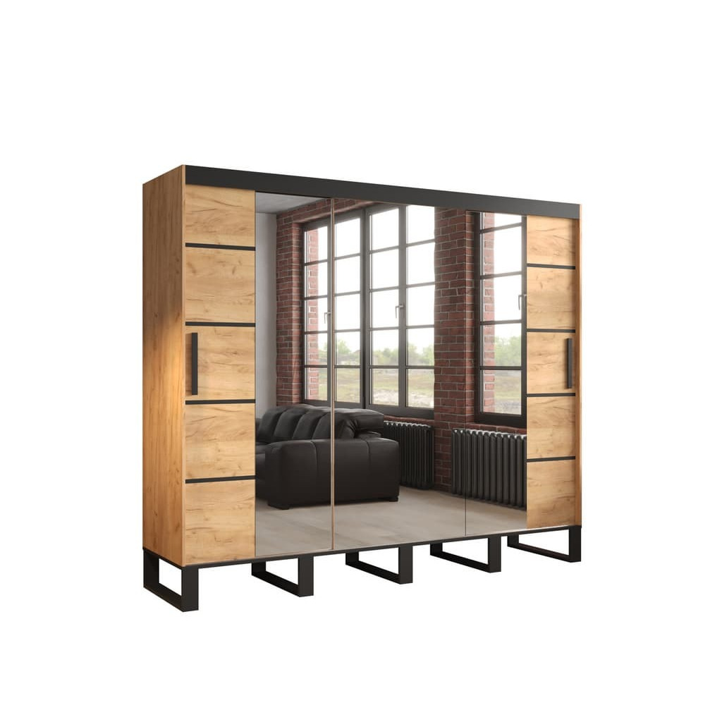 Loft V4 Sliding Door Wardrobe 250cm - Oak Golden 250cm by Arthauss ...