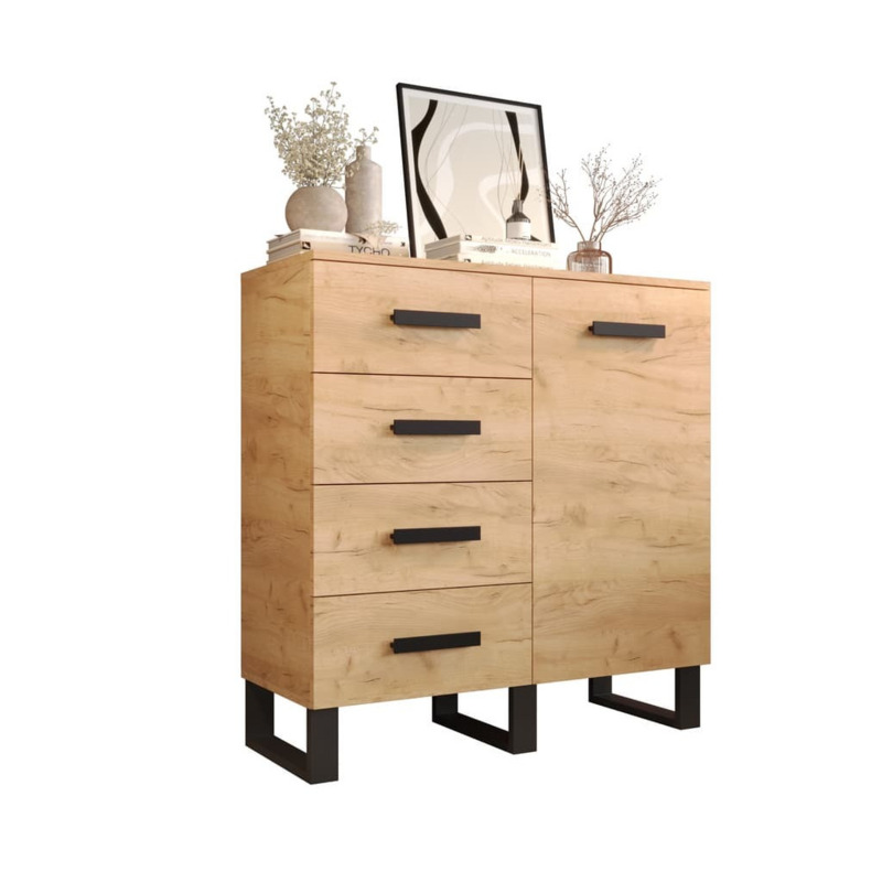 Loft Highboard Cabinet 100cm - Oak Golden 100cm by Arthauss | ufurnish.com