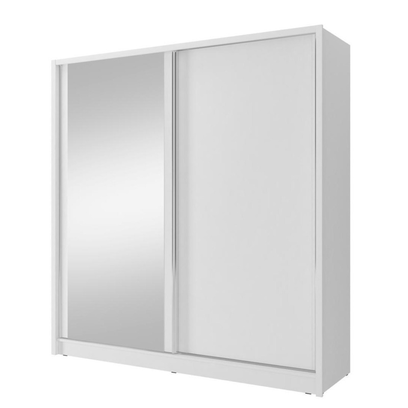 Luca Sliding Door Wardrobe 200cm [Mirror] - 204cm White Matt by ...
