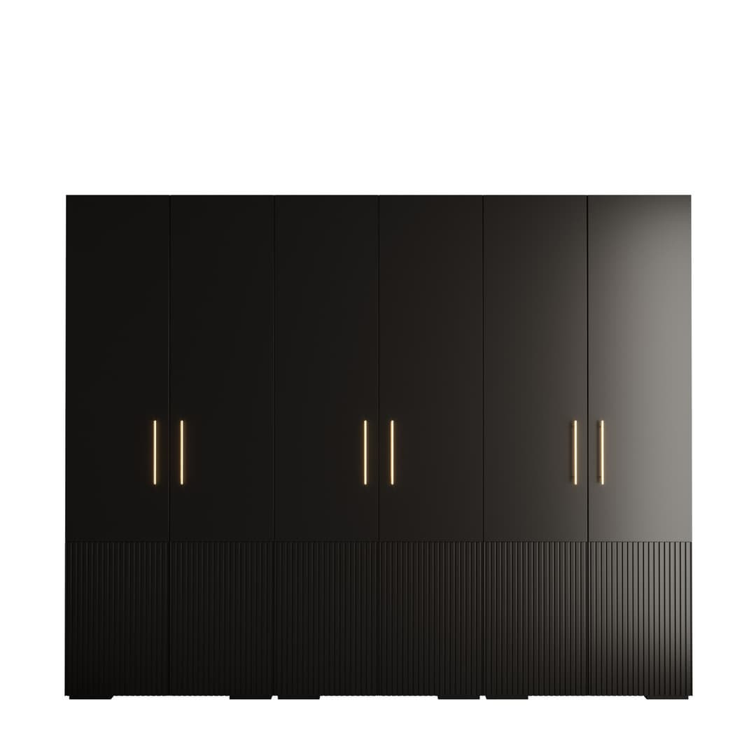 Manhattan III Hinged Door Wardrobe 300cm - Black 300cm by Arthauss ...