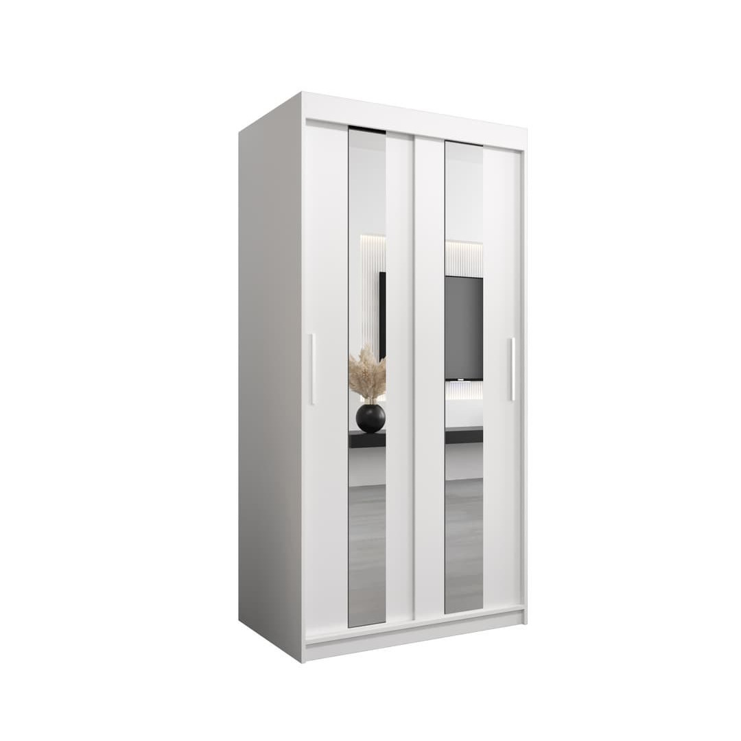 Pole Sliding Door Wardrobe 100cm - White 100cm by Arthauss | ufurnish.com