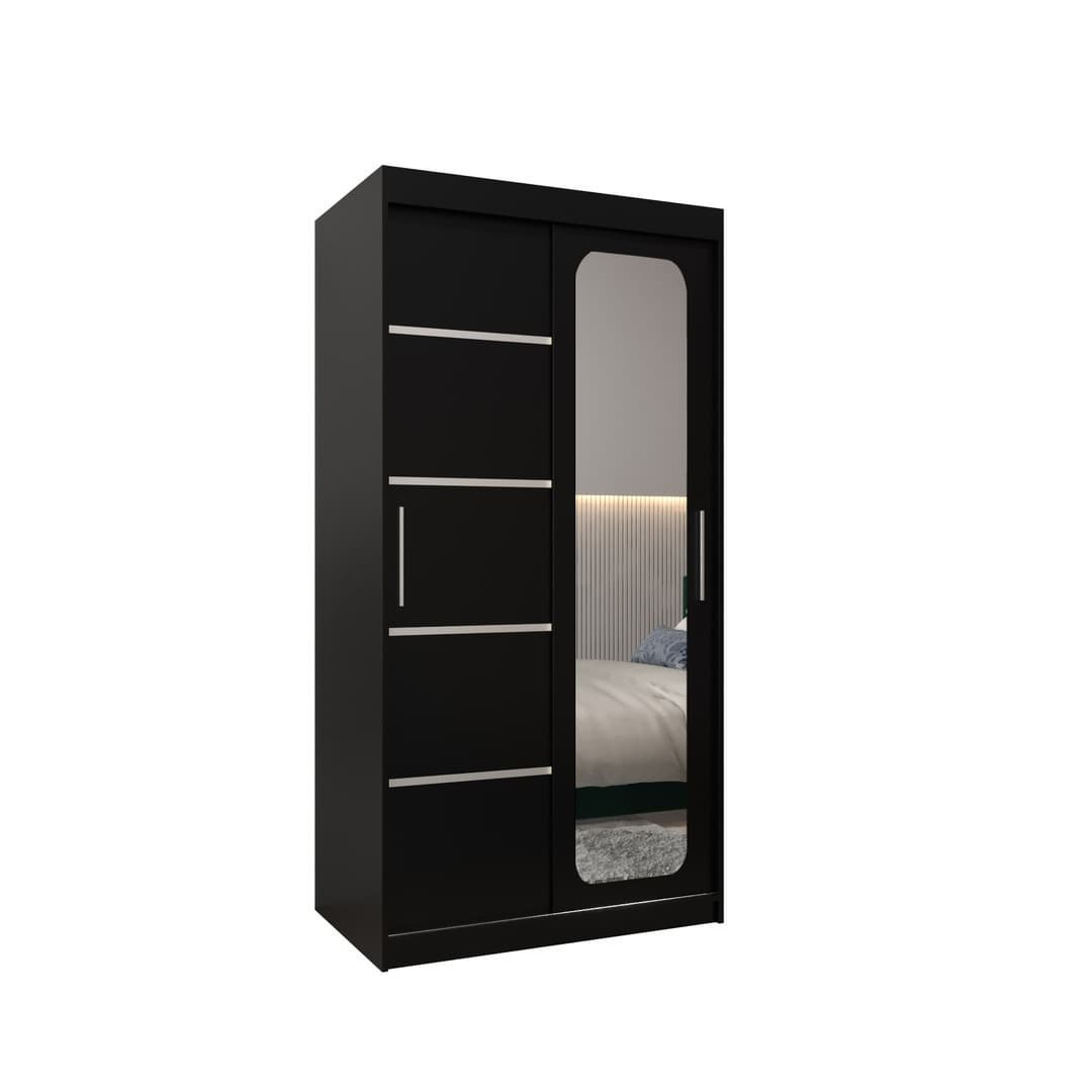 Uppsala V2 Sliding Door Wardrobe 100cm - Black 100cm by Arthauss ...