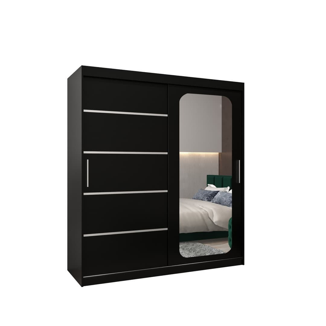 Uppsala V2 Sliding Door Wardrobe 180cm - Black 180cm by Arthauss ...