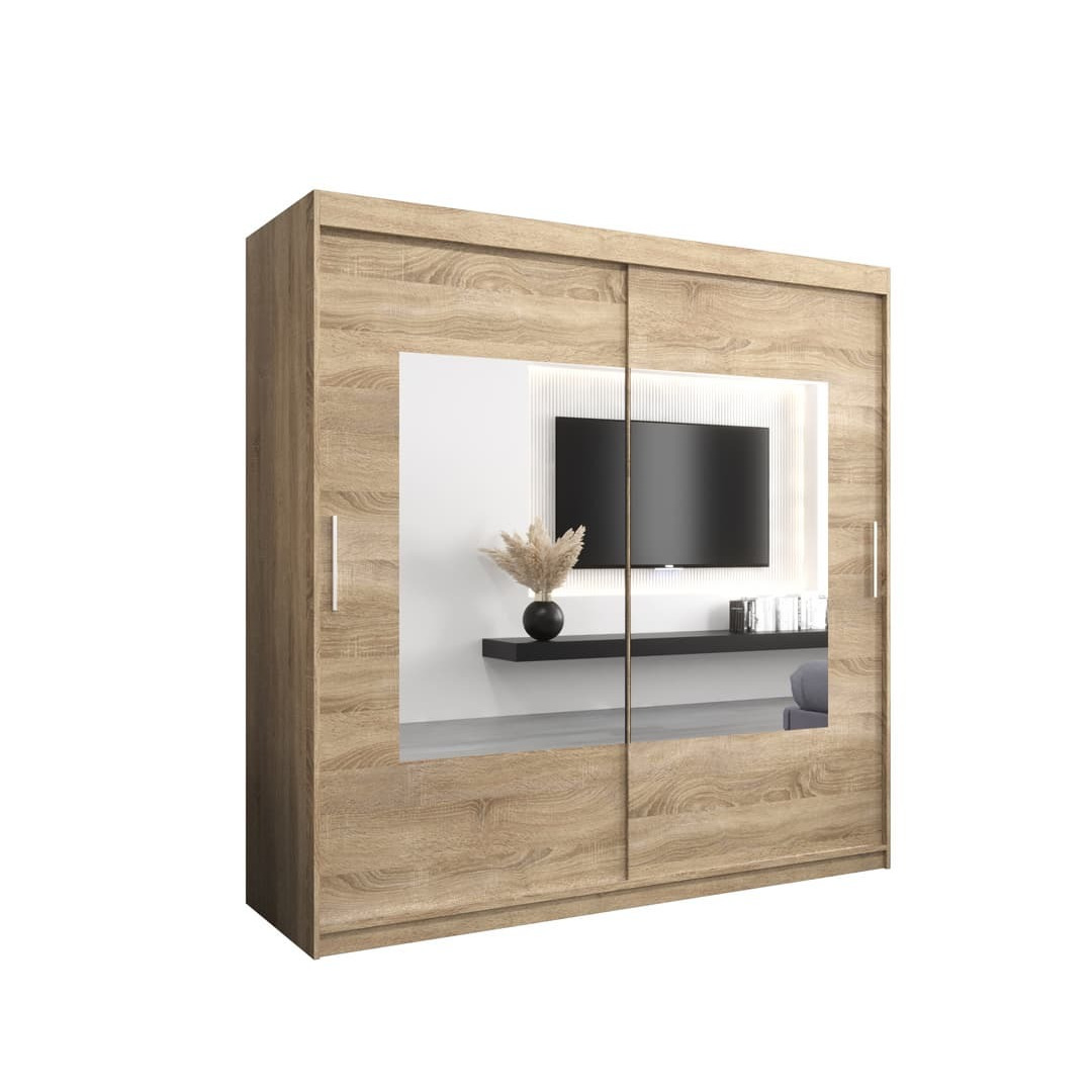 Torino Sliding Door Wardrobe 200cm - Oak Sonoma 200cm by Arthauss ...