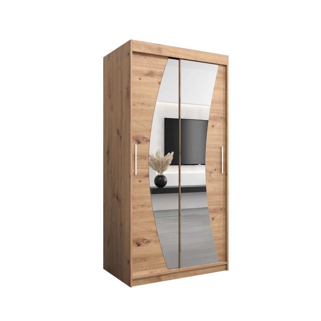 Wave Sliding Door Wardrobe 100cm - Oak Artisan 100cm by Arthauss ...