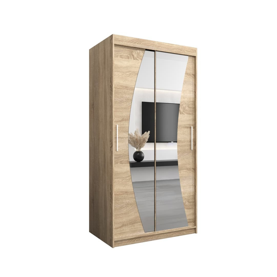 Wave Sliding Door Wardrobe 100cm - Oak Sonoma 100cm by Arthauss ...