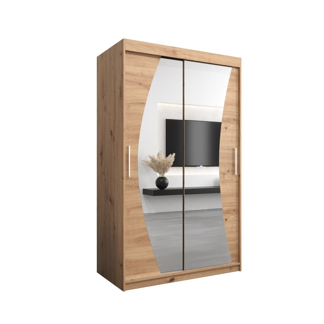 Wave Sliding Door Wardrobe 120cm - Oak Artisan 120cm by Arthauss ...