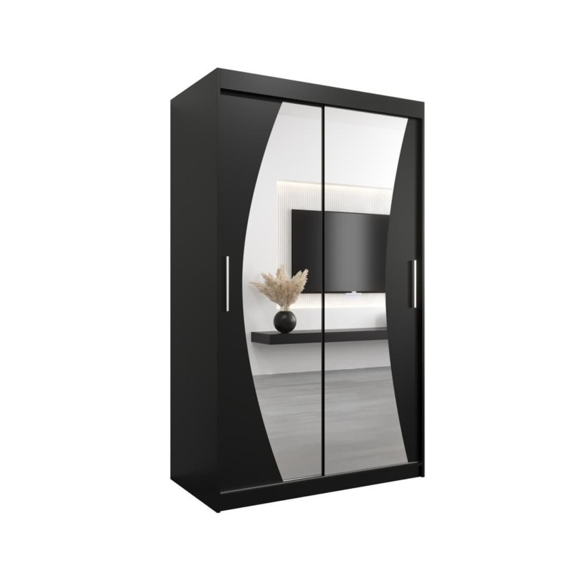 Wave Sliding Door Wardrobe 120cm - Black 120cm by Arthauss | ufurnish.com
